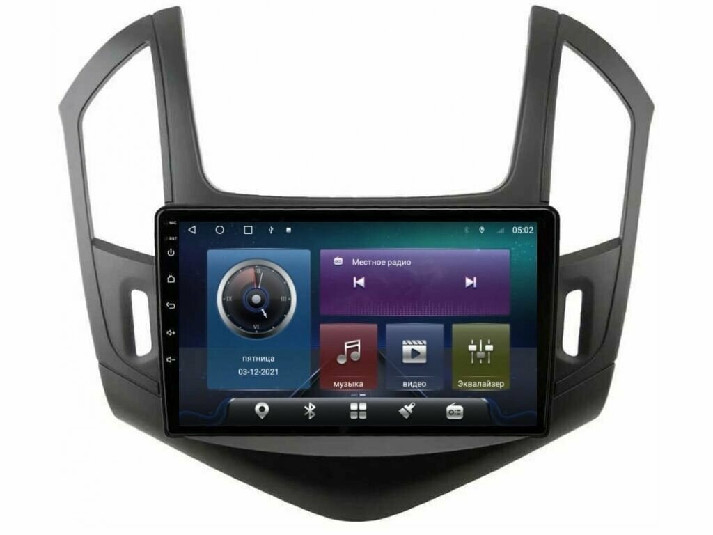 Автомагнитола 9 дюймов Chevrolet Cruze 1 2013-2015 черная / Android 6Gb+128Gb / GPS / Поддержка сим-карты / Встроенные кулер охлаждения