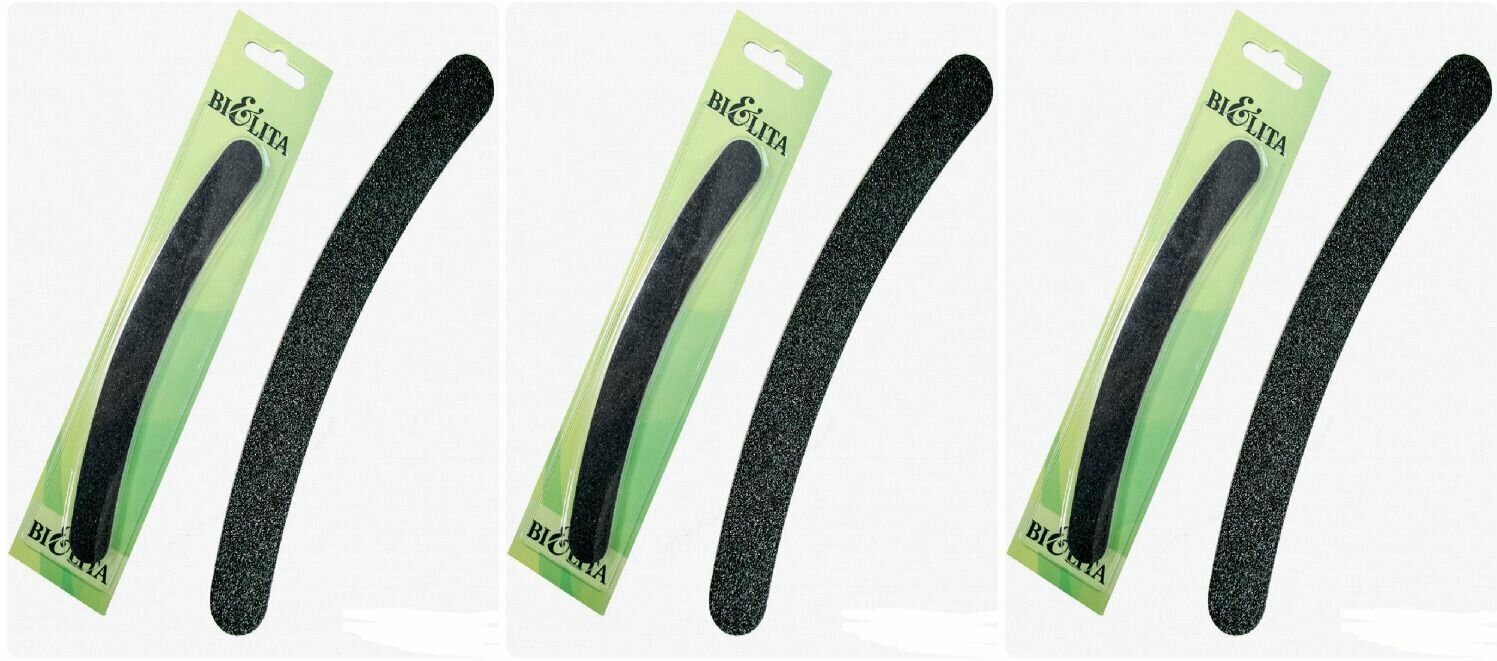 Белита пилка для ногтей наждачная на блистере бумеранг цвет черный 18*2см. 3шт