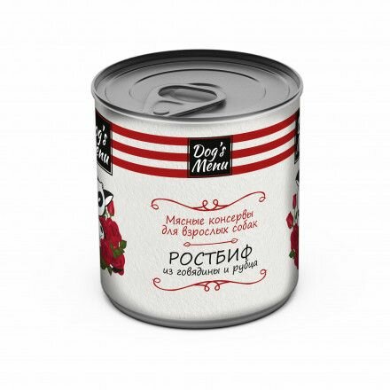 Dog's Menu Влажный корм для взрослых собак , ростбиф из говядины и рубца, 750 г