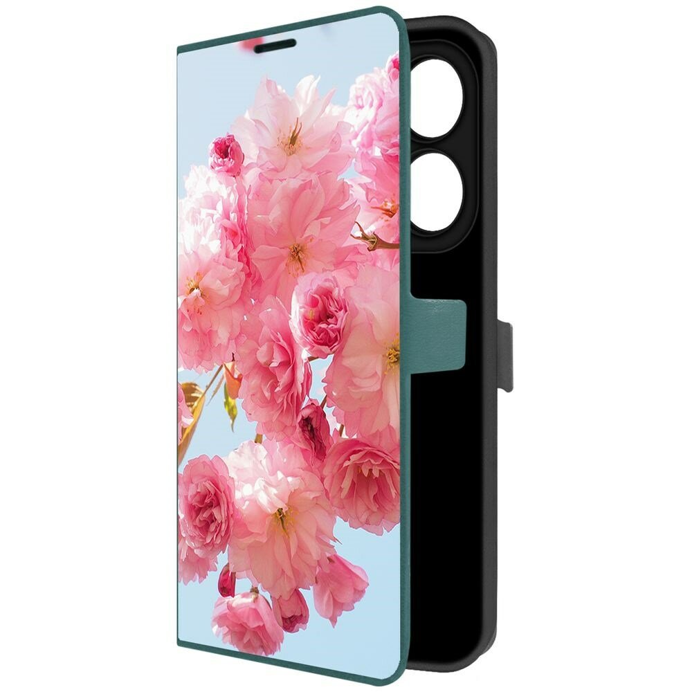 Чехол-книжка Krutoff Eco Book для INFINIX Smart 8 Сакура (зелёный опал)