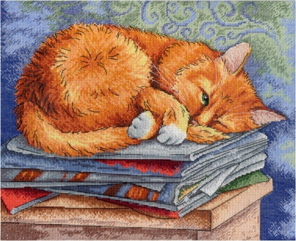Набор для вышивания М. П. Студия #НВ-595 Кот ученый, Счетный крест, 27 x 22 см