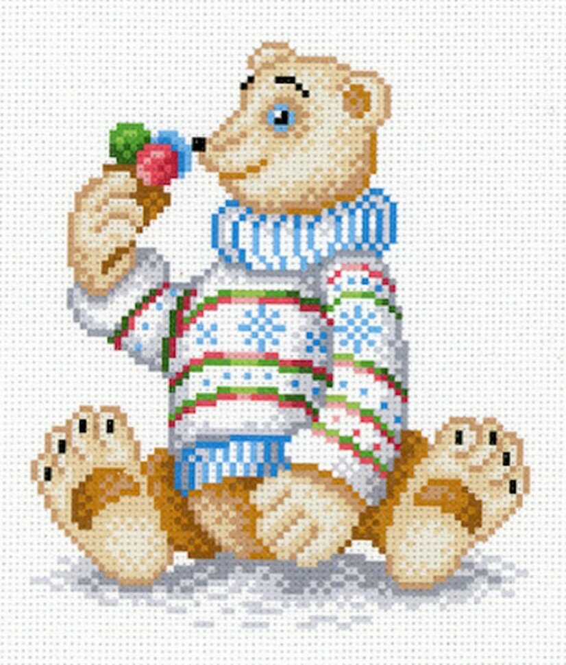 Канва с рисунком для вышивания М. П. Студия СК-007 Зимнее лакомство, 18 x 14 см (Нитки в в комплект не входят.)