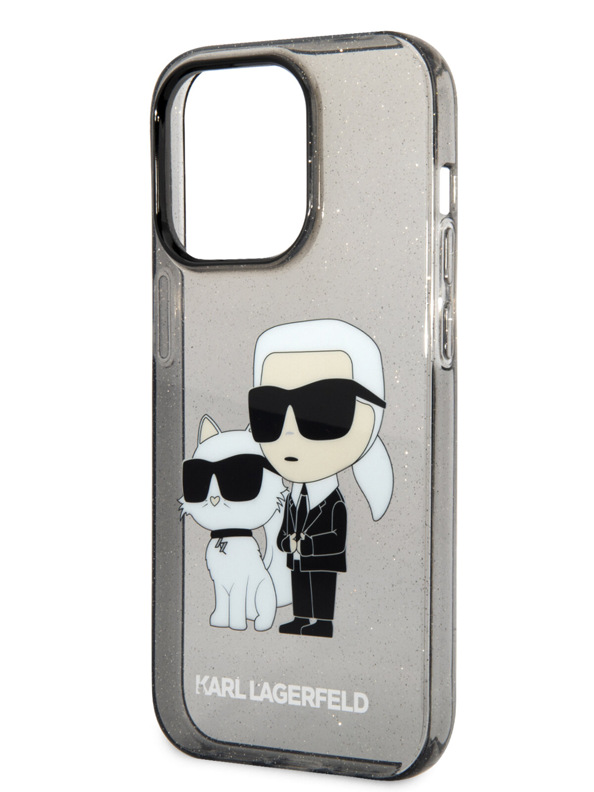 Lagerfeld для iPhone 15 Pro Max чехол PC/TPU NFT Karl & Choupette Hard Glitter Black