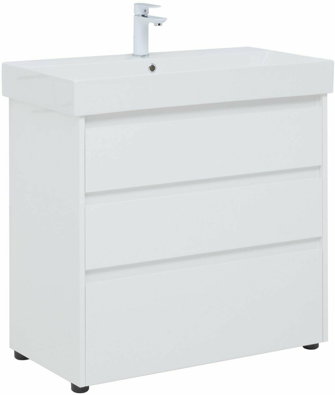 Тумба с раковиной Aquanet Nova Lite 85 белая глянцевая