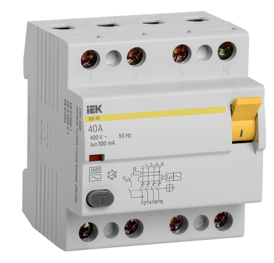 Выключатель дифференциального тока (УЗО) IEK (MDV10-4-040-300)