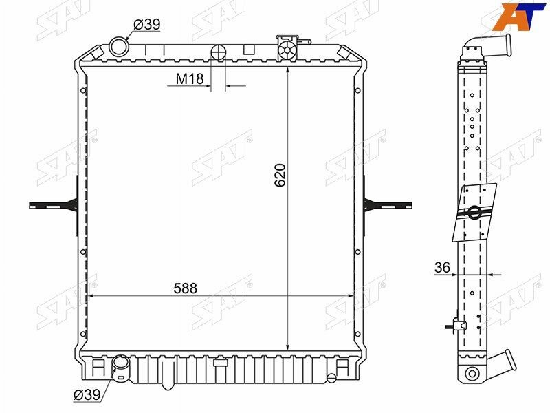 . SAT Радиатор охлаждения двигателя для Isuzu ELF NPR NQR 93-06