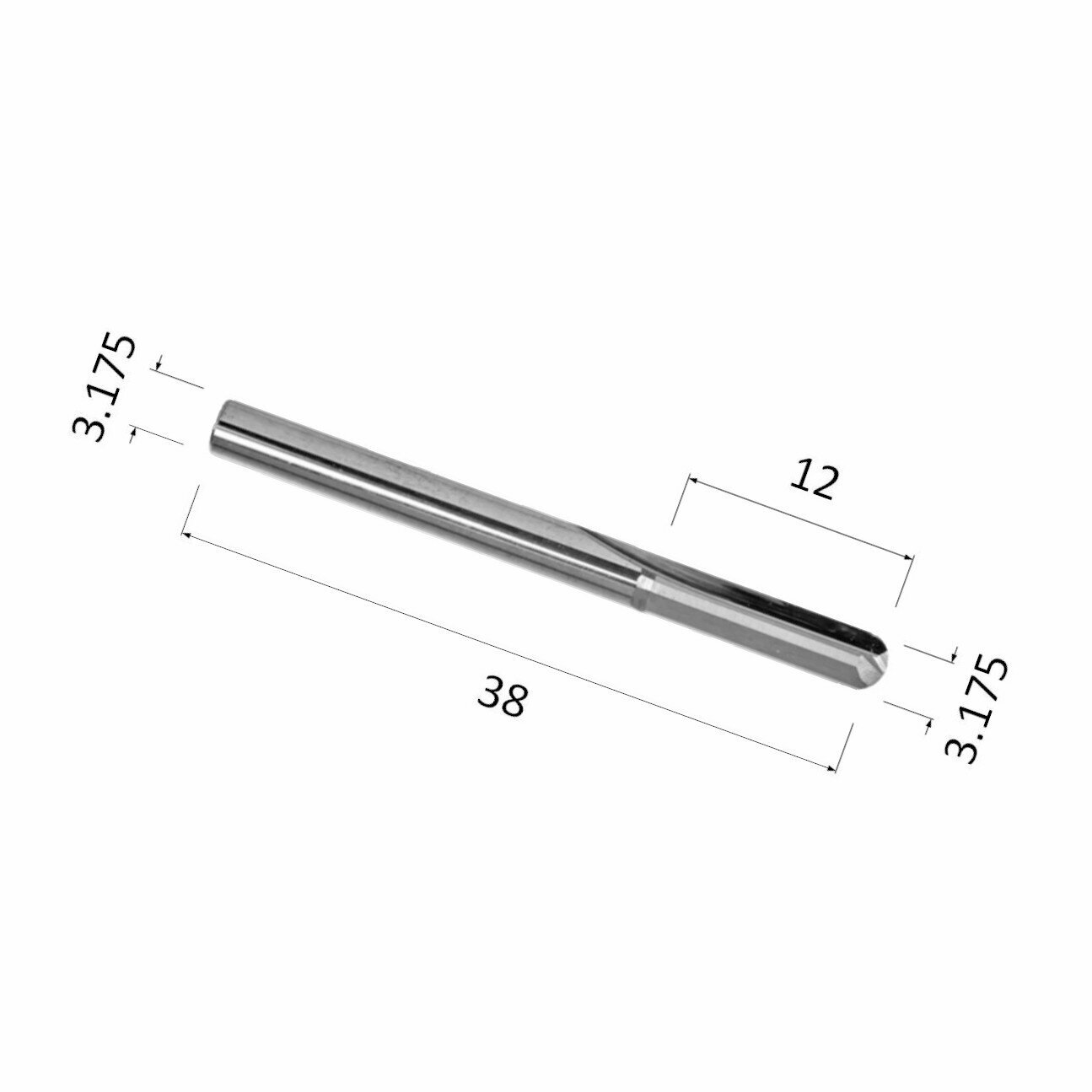 Фреза DJTOL A2ZQX3.12 прямая двухзаходная сферическая (по дереву, композиту (АКП), пластику)