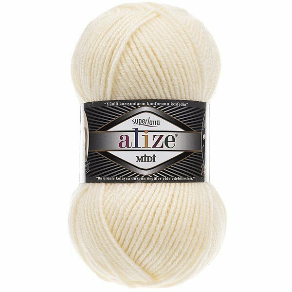 Пряжа Alize SUPERLANA MIDI 01 кремовый (5 мотков)