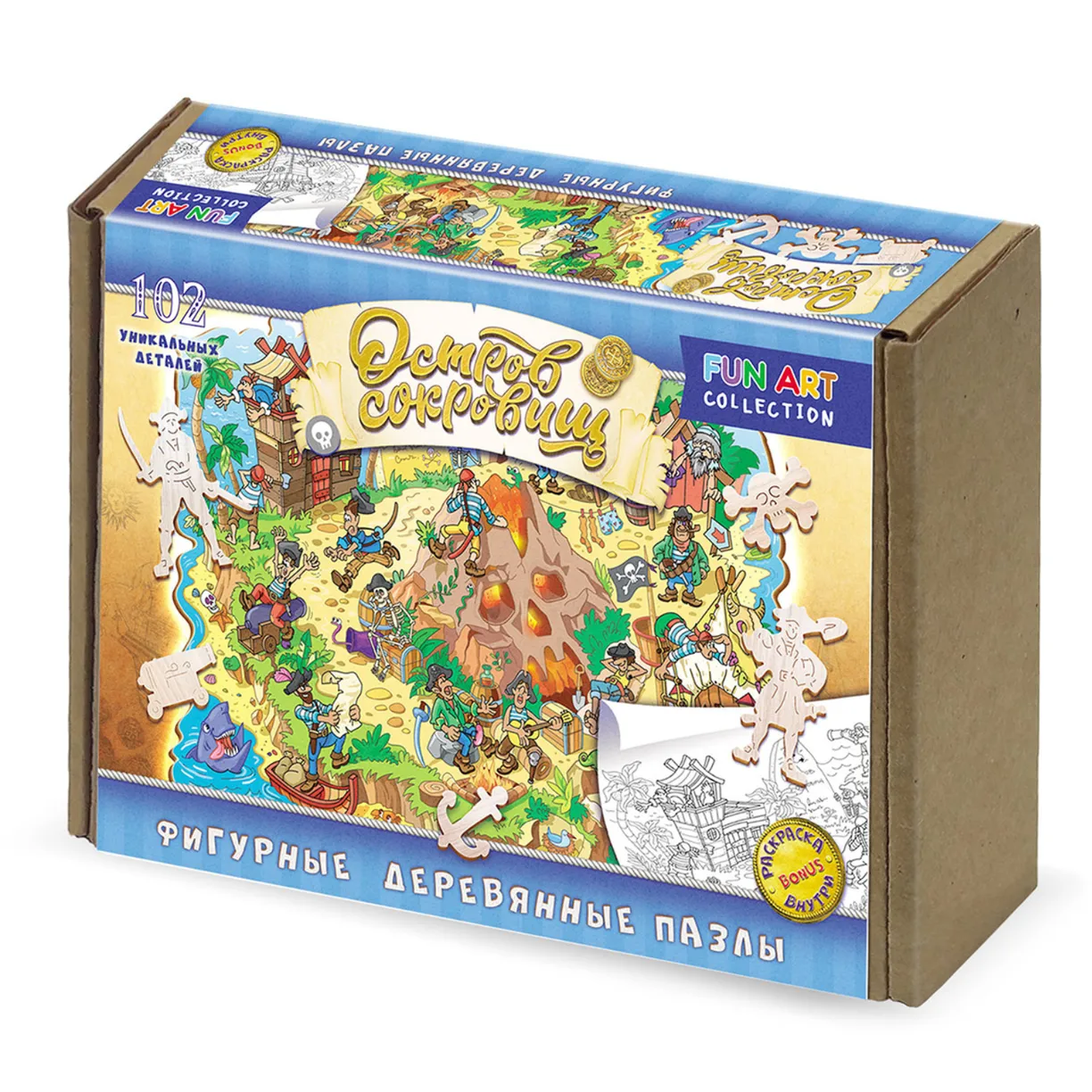 Фигурный деревянный пазл FUN ART collection "Остров сокровищ"