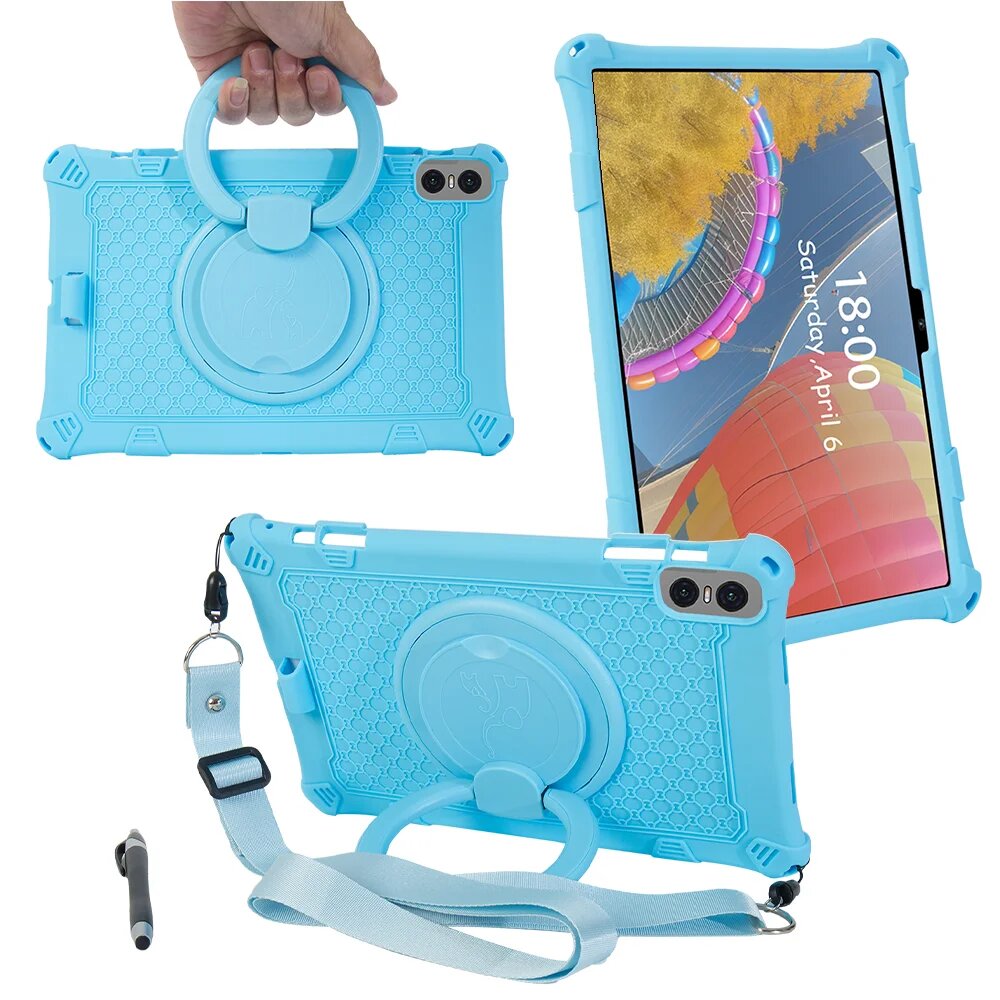 Силиконовый чехол-книга для Teclast T60, T50 Pro, P50, M50 Pro Teclast T60, SkyBlue Strap-Pen