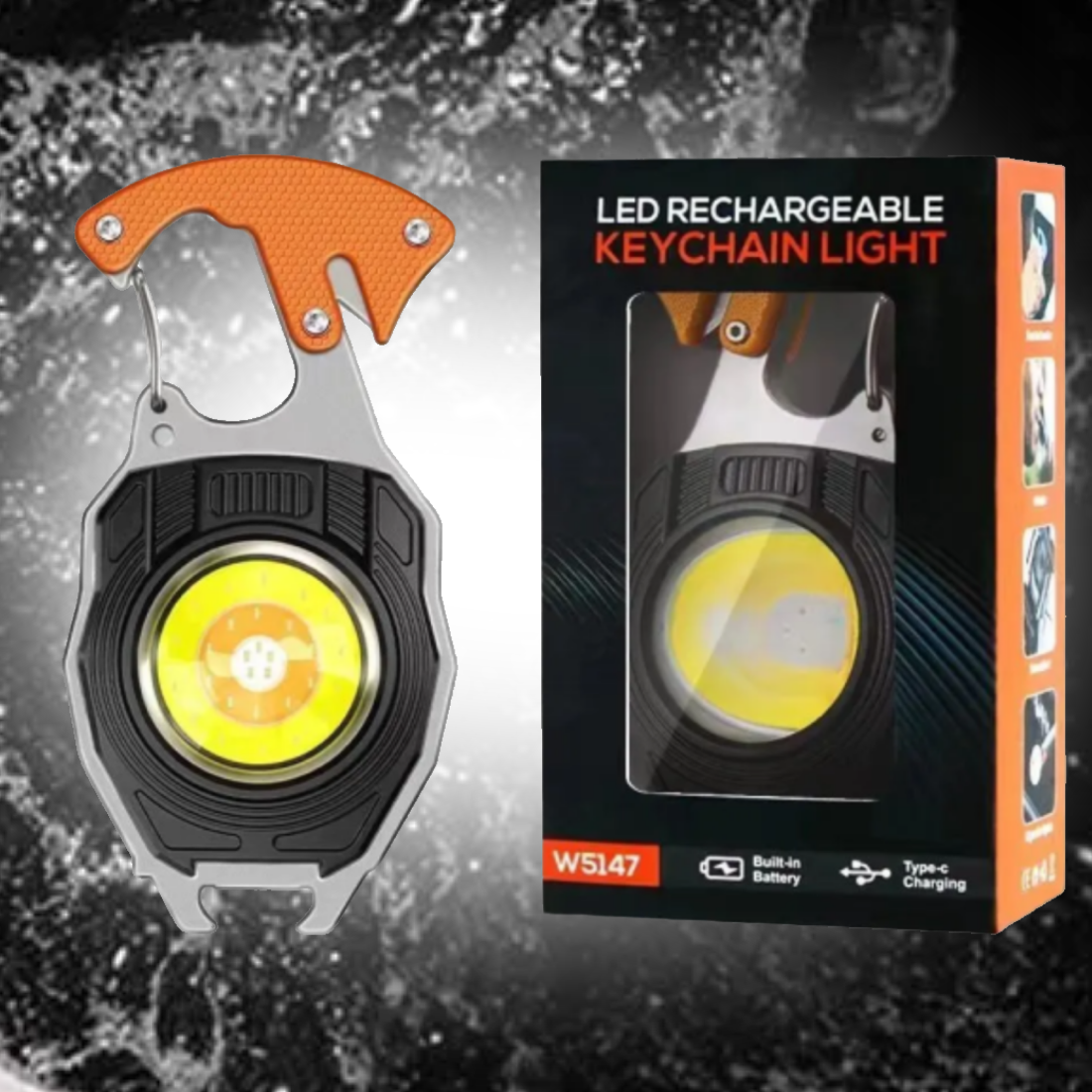 Светодиодный портативный мини фонарик, карманный с магнитом и карабином.