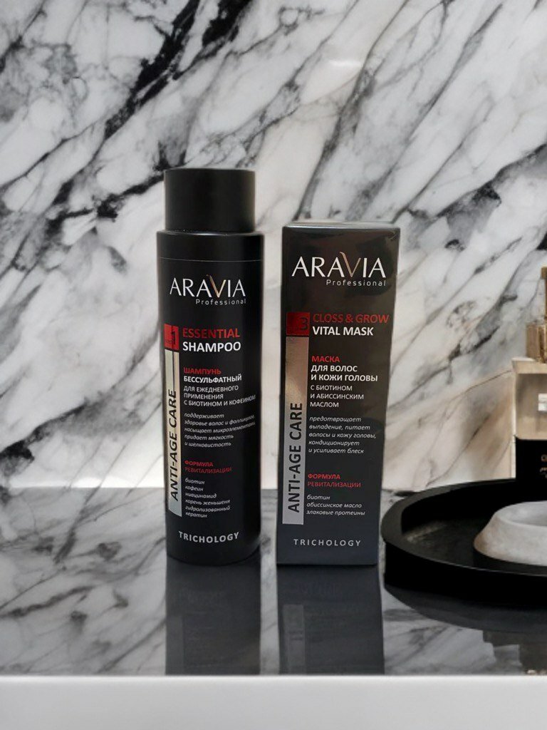 Набор для ухода за волосами для женщин и мужчин "Aravia Professional" Шампунь бессульфатный+маска