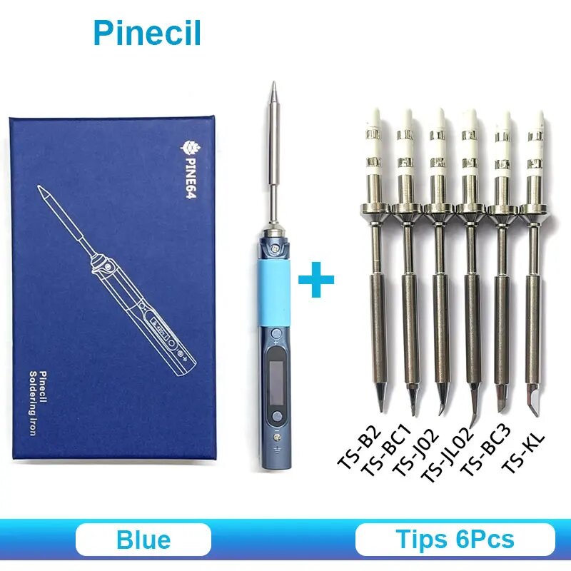 Pinecil Паяльник Pinecil V1, Blue, 6 Tips