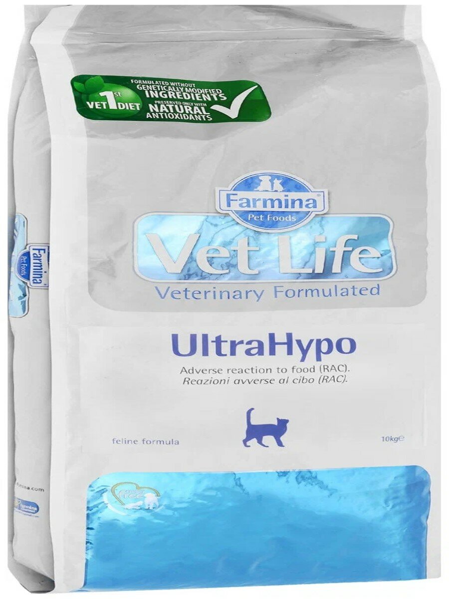 Farmina Корм сухой Vet Life Cat UltraHypo для взрослых кошек при аллергии 10 кг