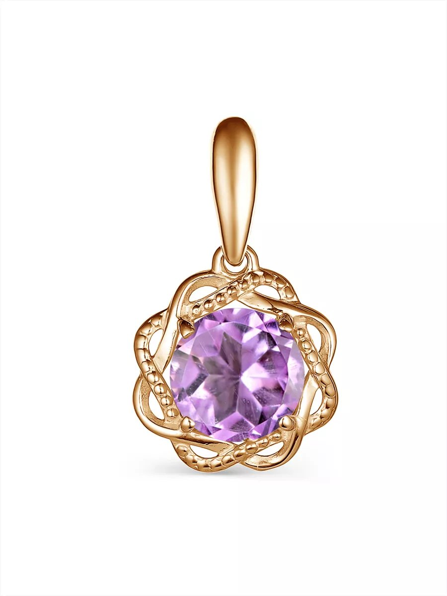 Подвеска, красное золото, 585 проба, александрит синтетический, бриллиант