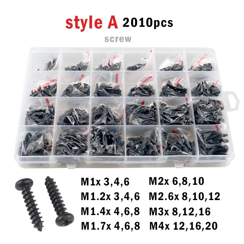 Набор саморезов ZONSANTA M1-M4 2010pcs, сталь