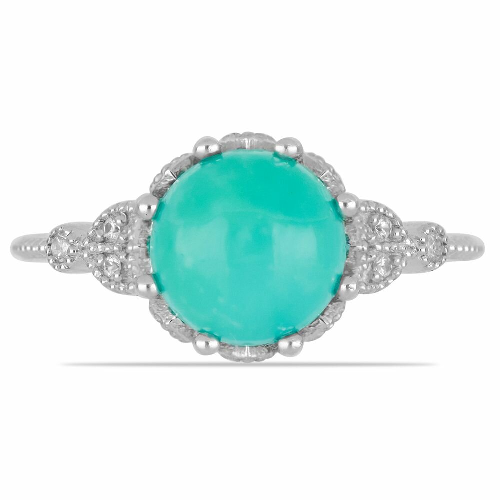 Кольцо, серебро, 925 проба, родирование, циркон, бирюза