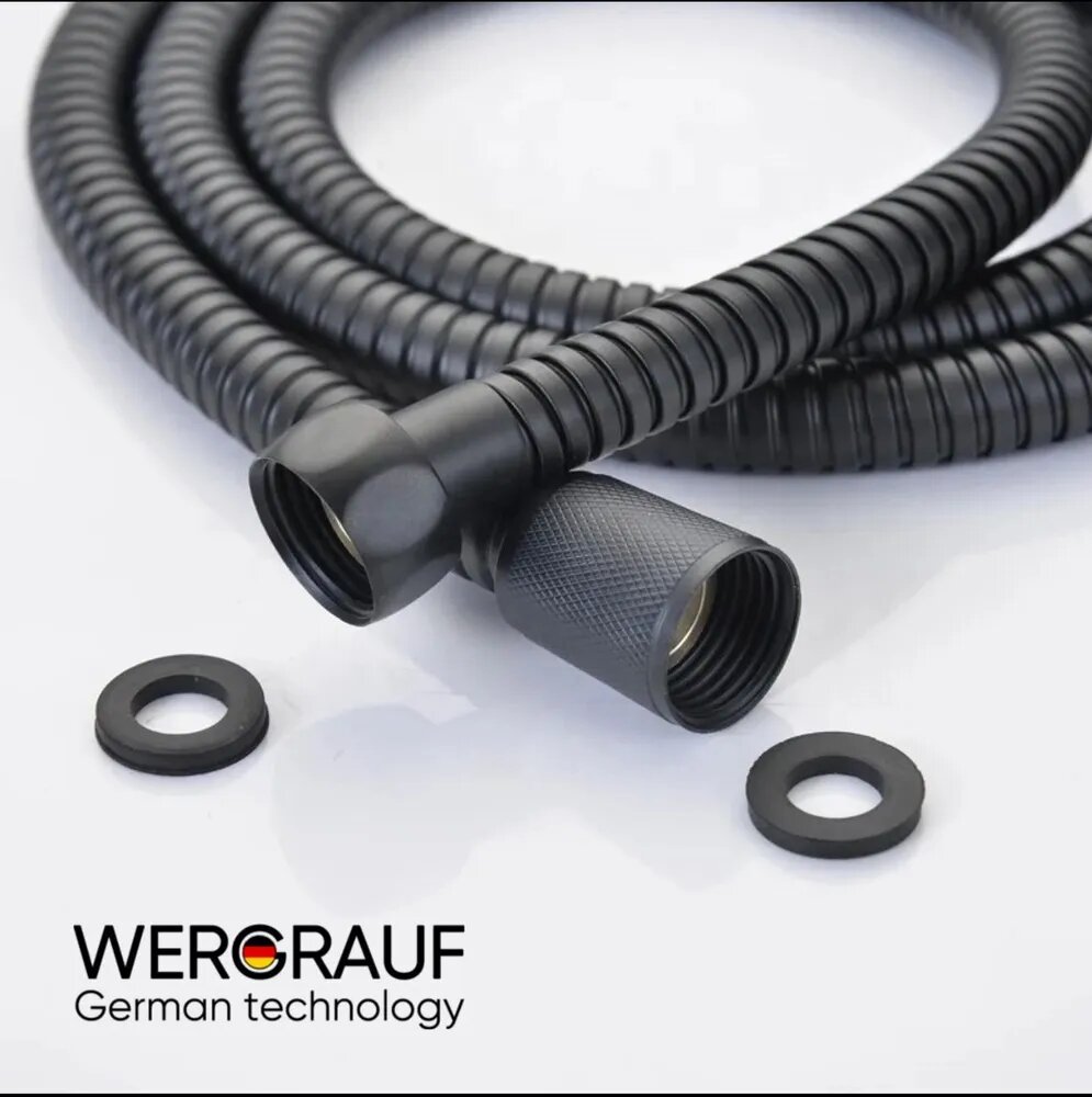 Шланг для душевой лейки Wergrauf C-08B универсальный цвет черный