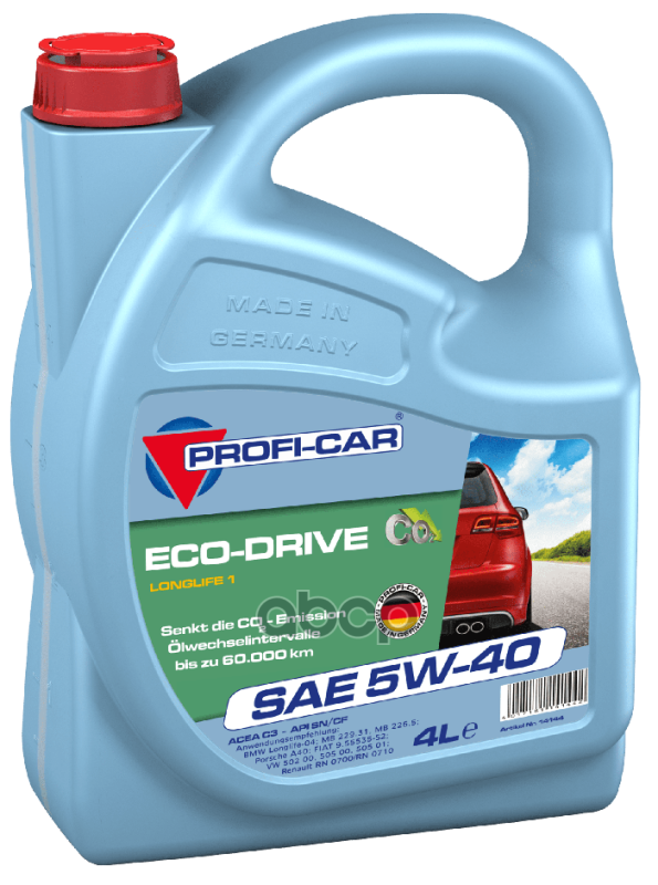PROF 5W40 (4L) ECO-DRIVE LONGLIFE I масло мотор! синтAPI SN/CF, ACEA C3, MB 229.51,226.5, dex2, LL-04 PROFI-CAR арт. 14144