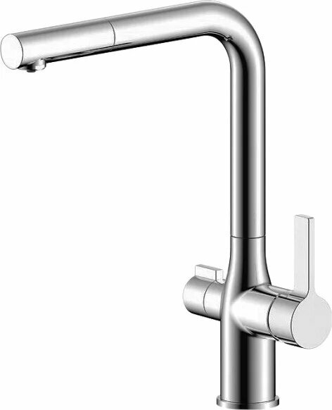 Смеситель для кухни IDDIS Pure PURSBFLi05 с краном для питьевой воды, с поворотным изливом, хром, глянцевый, однорычажный, латунный, с керамическим картриджем