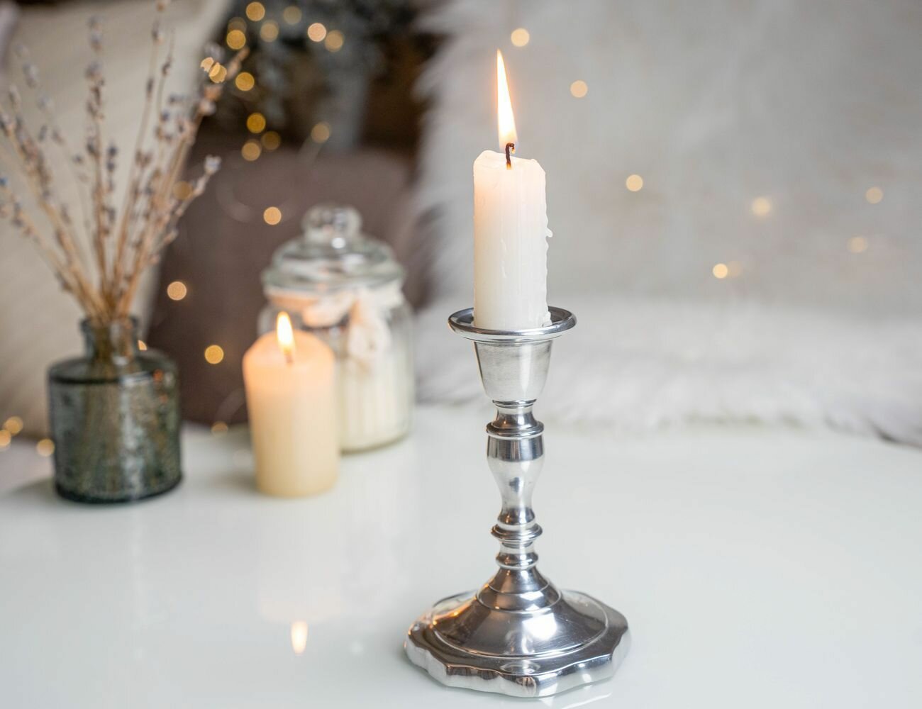 Подсвечник арджентео для одной свечи, металл, серебряный, 13 см, Swerox K223-SI