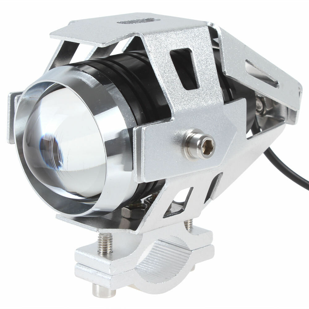 Прожектор BSD U5 125W на мотоцикл, квадроцикл, снегоход (мощный дополнительный свет, ходовые огни), серебристый