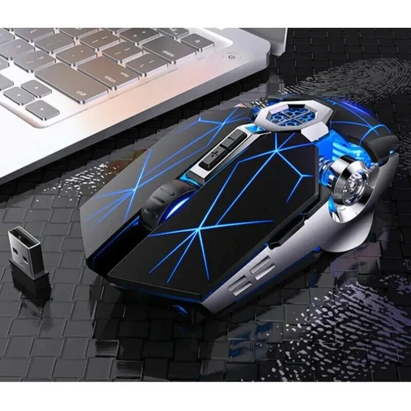 Беспроводная оптическая USB игровая мышь 2,4G, 1600 точек на дюйм, 7 цветов, перезаряжаемая black