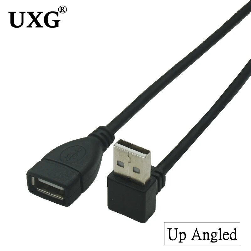 UXG Угловой USB 2.0 А «папа-мама» кабель-удлинитель черный 10cm, Up