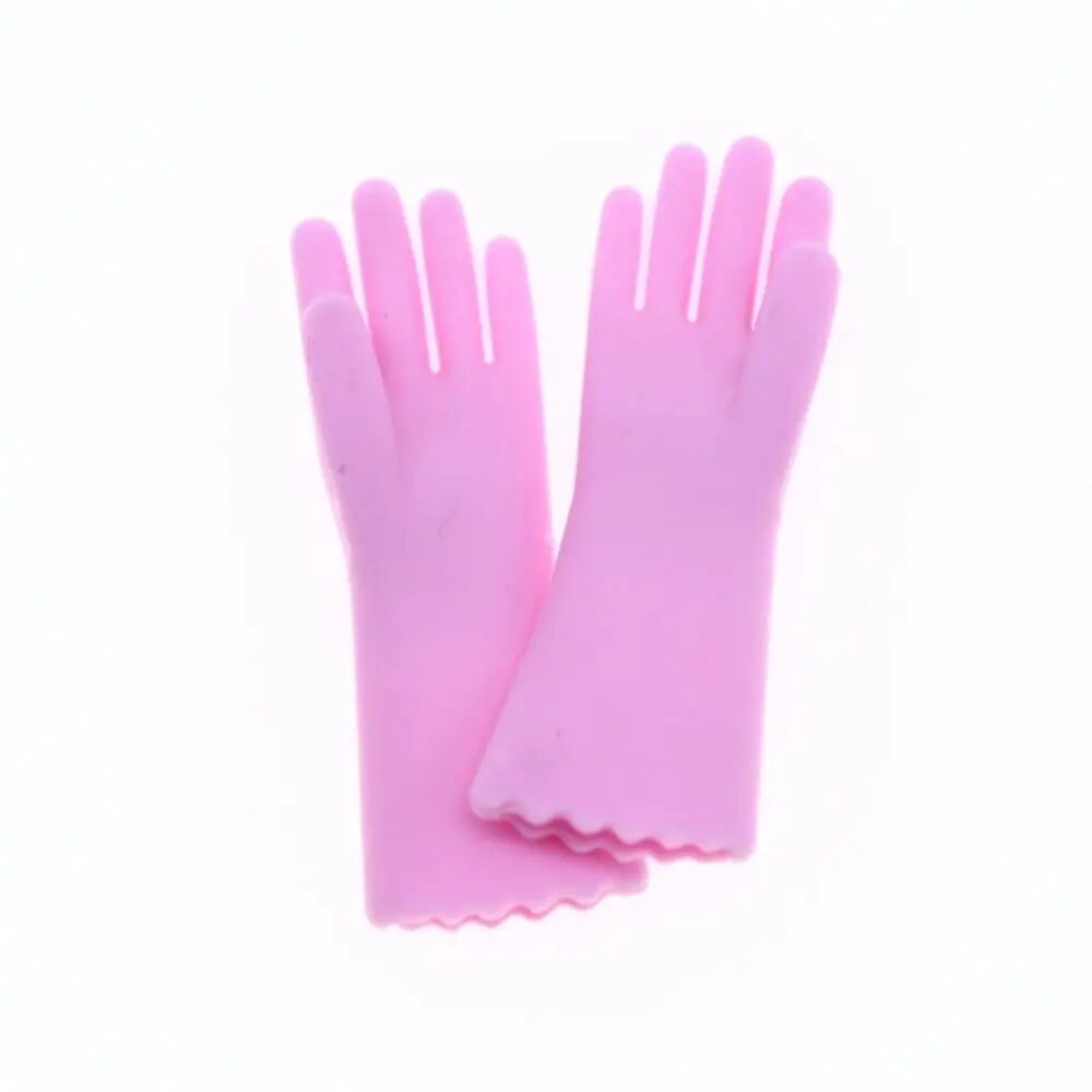 Перчатки для кукольного домика в масштабе 1/12, модель розового и зеленого цветов, мини перчатка для выпечки, аксессуары для кукол, миниатюрные перчатки для уборки игрового домика Розовый, pink