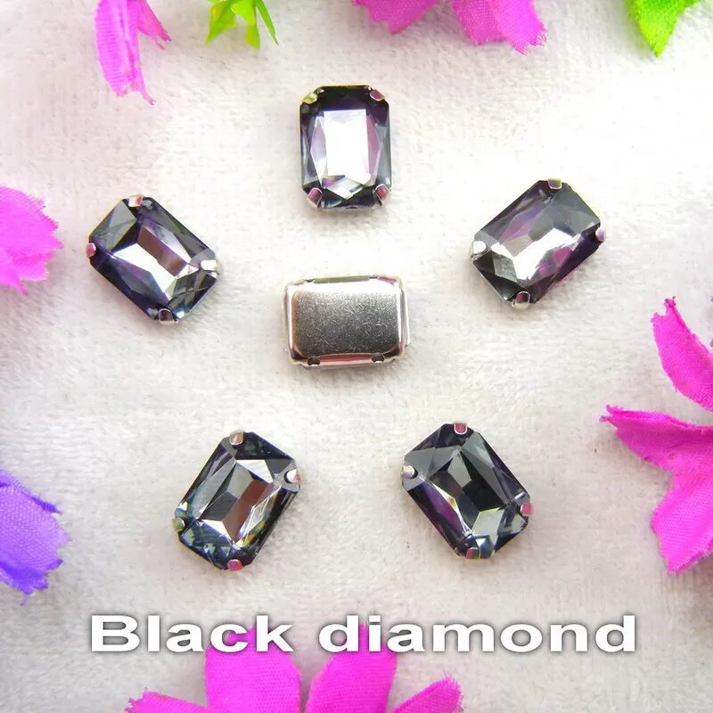 Стеклянные кристаллы SNCRYSTAL для декора 7 размеров Черный, 10x14mm 20pcs, A16 Black diamond