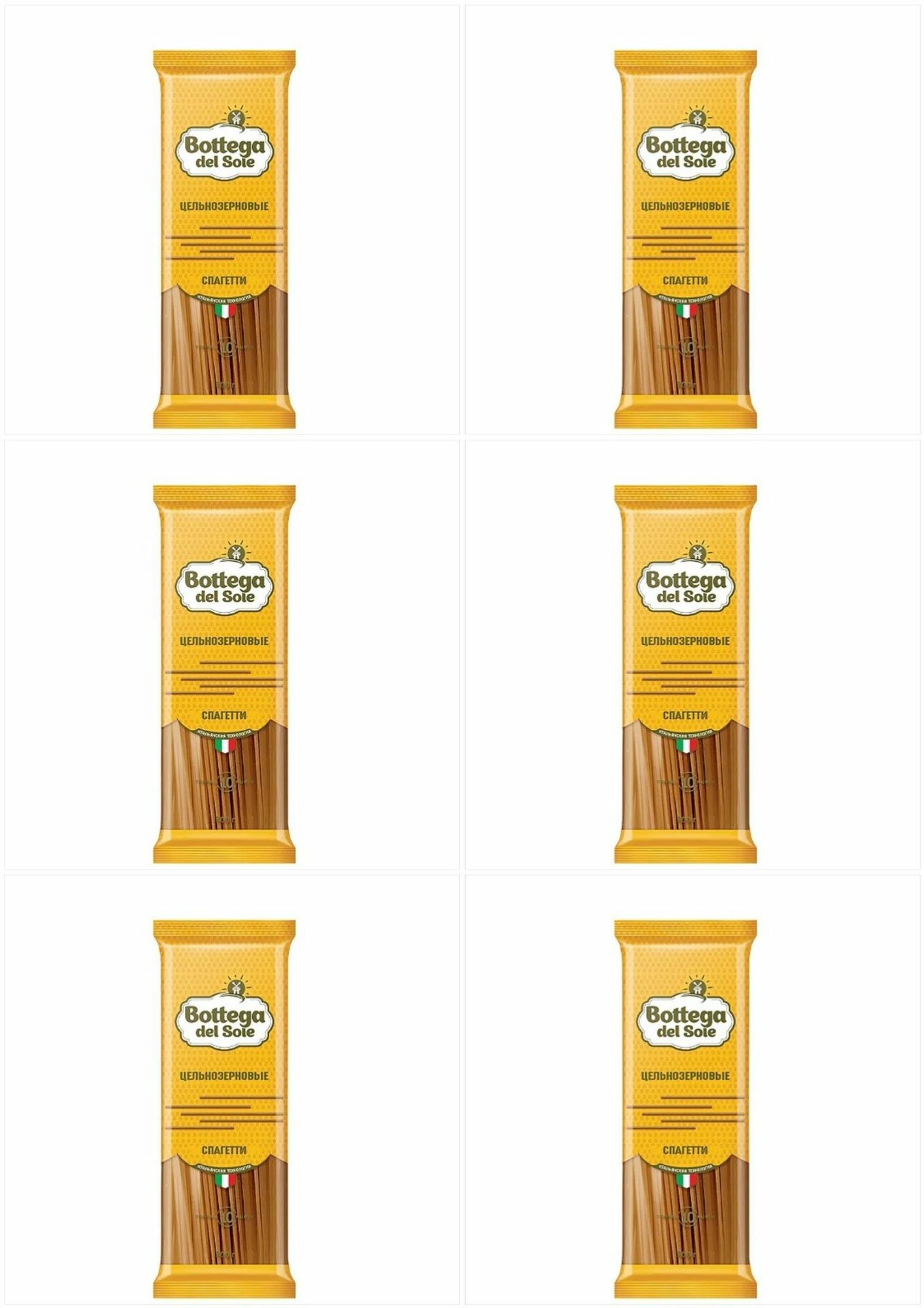 Bottega del Sole Макаронные изделия, цельнозерновые, Спагетти, 500 г - 6 шт