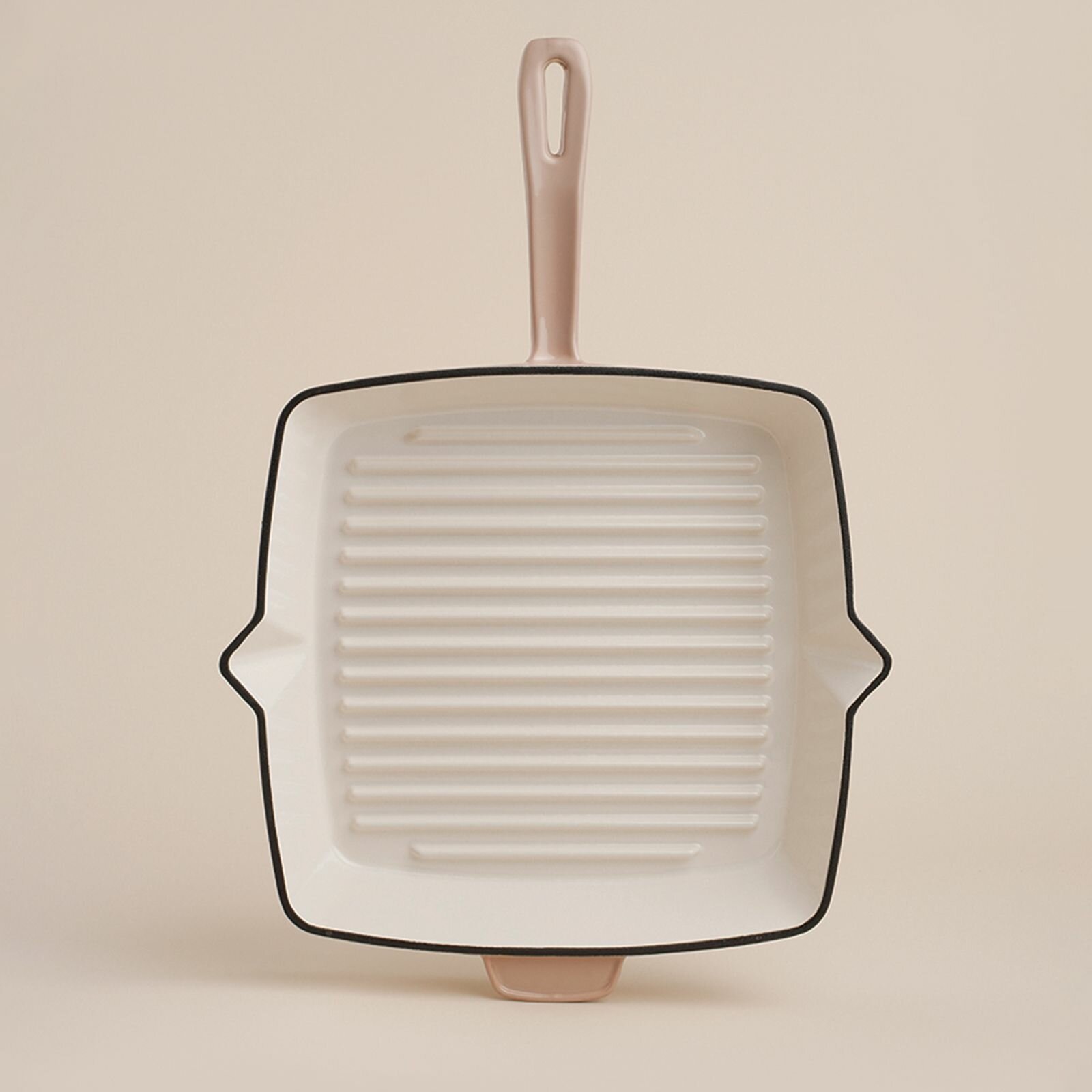 Сковорода гриль чугунная эмалированная для индукционной плиты с ребрами 26 см