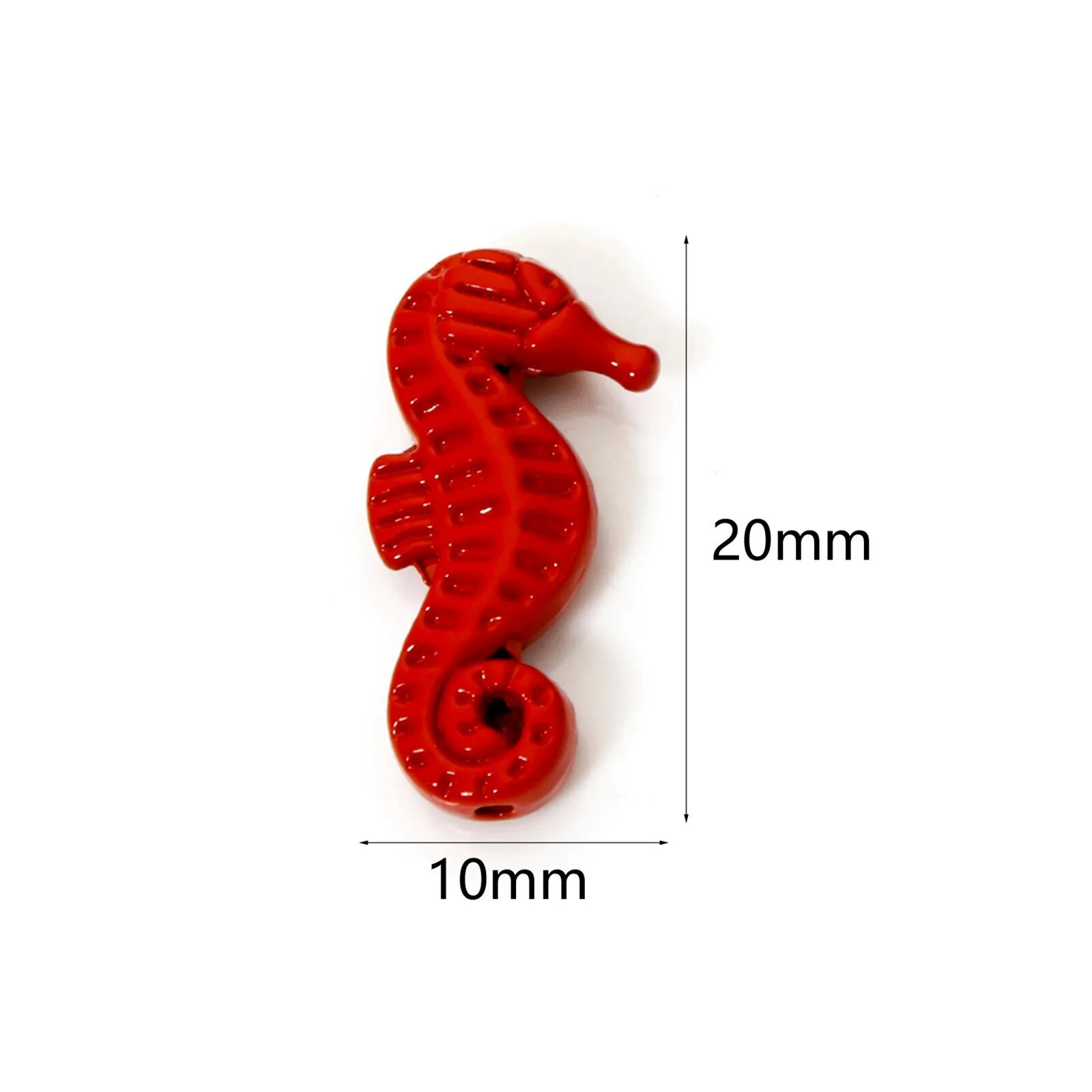 10 шт, подвески DoreenBeads, цинковый сплав, красные ракушки, морские коньки seahorse