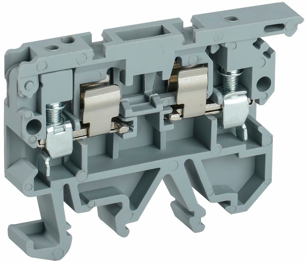 Клемма винтовая IEK КВИ-4-П, с держателем предохранителей, 5х20, серая