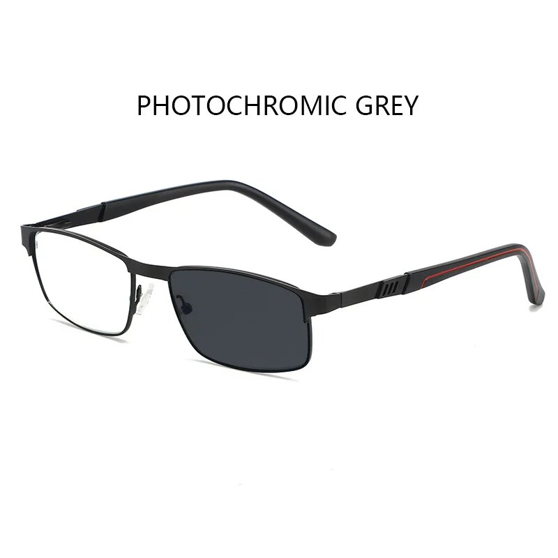 RBENN мужские фотохромные очки для чтения Black Photo Grey, Серый, +300