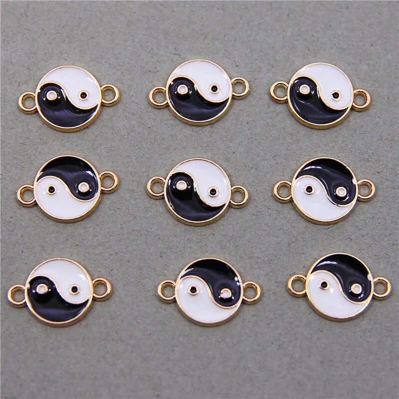 10 шт. 12*18 Золотая Серебряная Эмаль Инь Янь Шарм браслет Соединитель Кулон для DIY ювелирные изделия