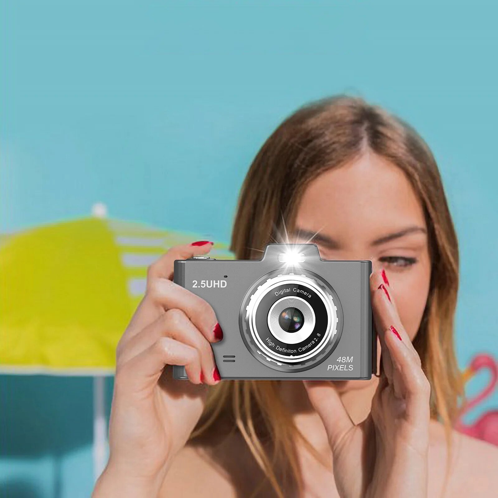 Цифровая камера высокой четкости мощностью 4800 Вт с 2,8-дюймовым экраном и 8-кратным зумом, идеально подходит для нович