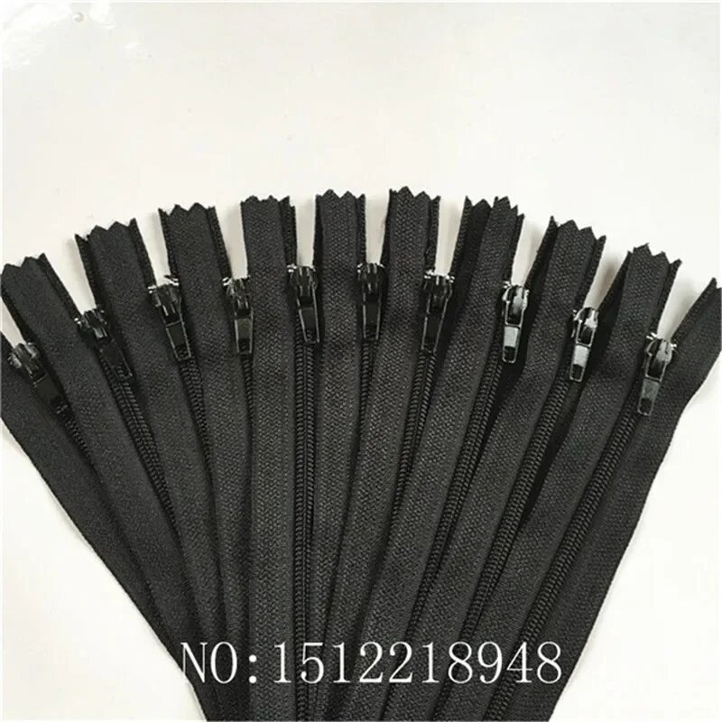Молнии нейлоновые WKXFJJWZC 10 шт, 20 цветов, 7.5-60 см Черный, black, 15cm
