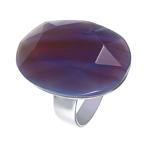 Перстень, серебро, 925 проба, родирование, агат