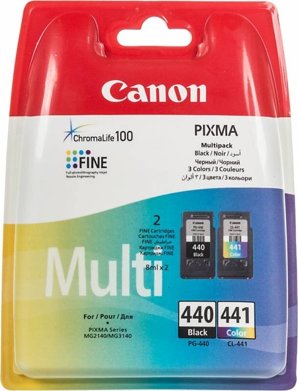 Картридж струйный Canon PG-440/CL-441 5219B005 черный/трехцветный x2уп. для Canon MG2140/MG3140 (180стр.)