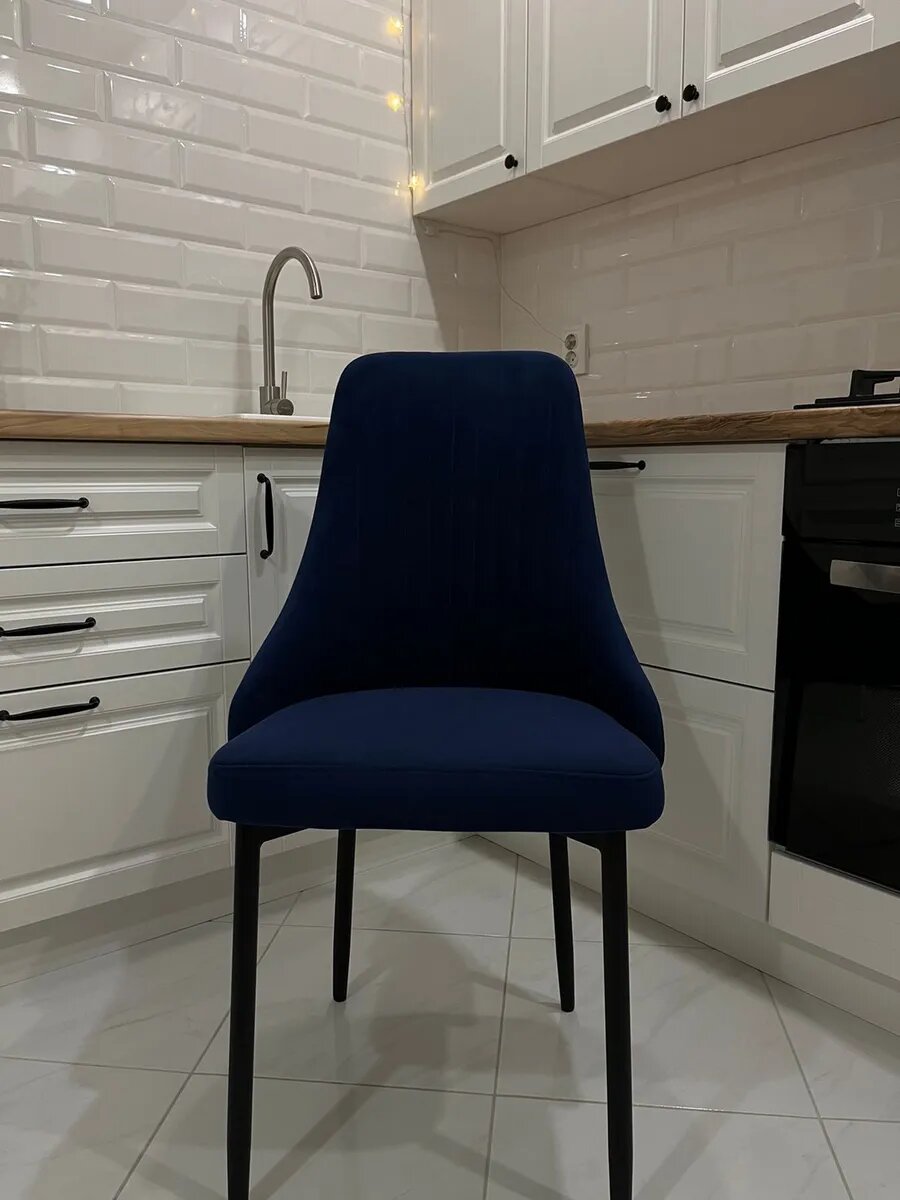 Стулья AMN Group "Кора", велюр, металл, на ножках, 2 шт, 150 кг, синие