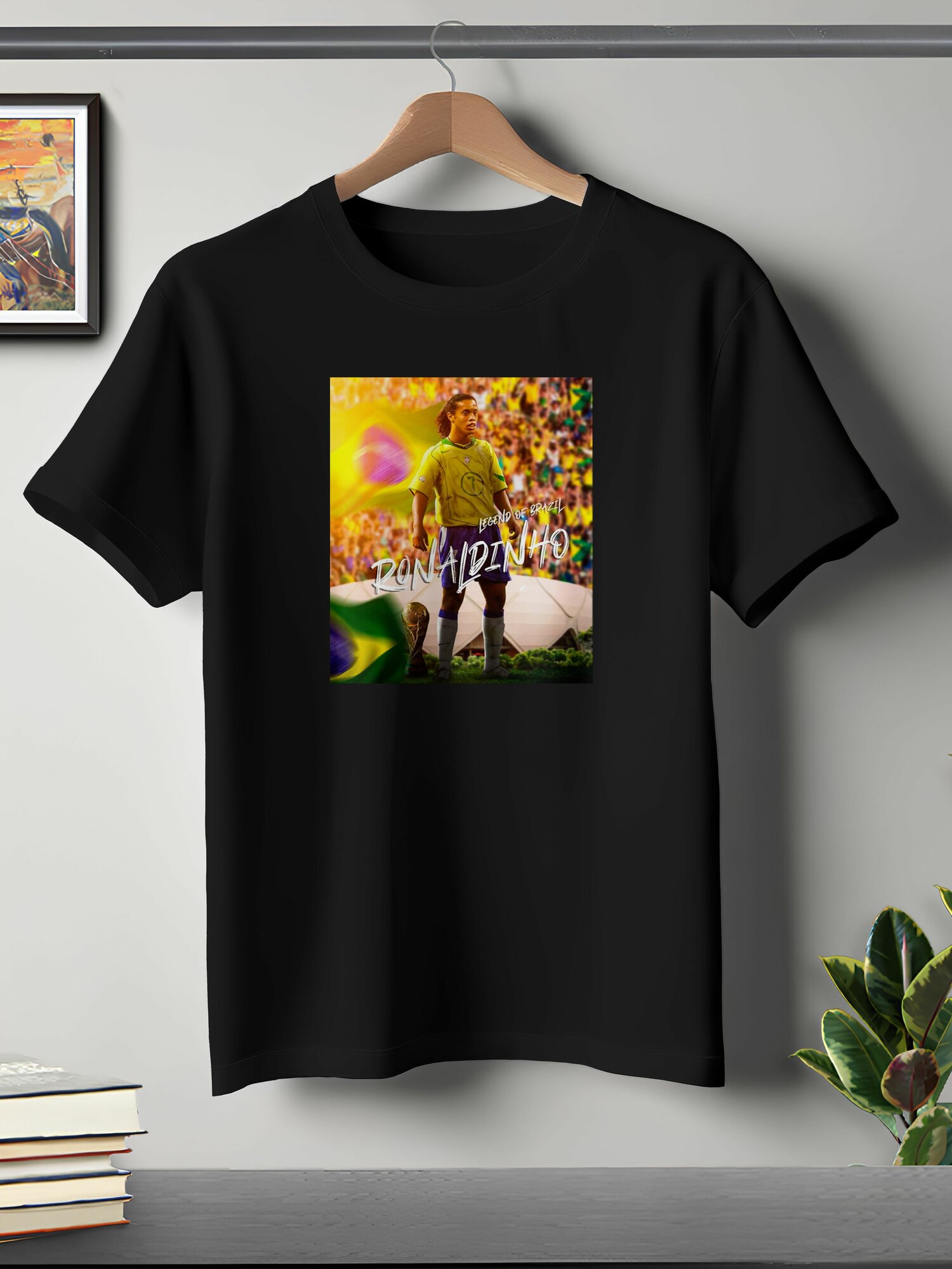 Футболка  Детская ONEQ 146 (11-12) размер с принтом Ronaldinho, черная