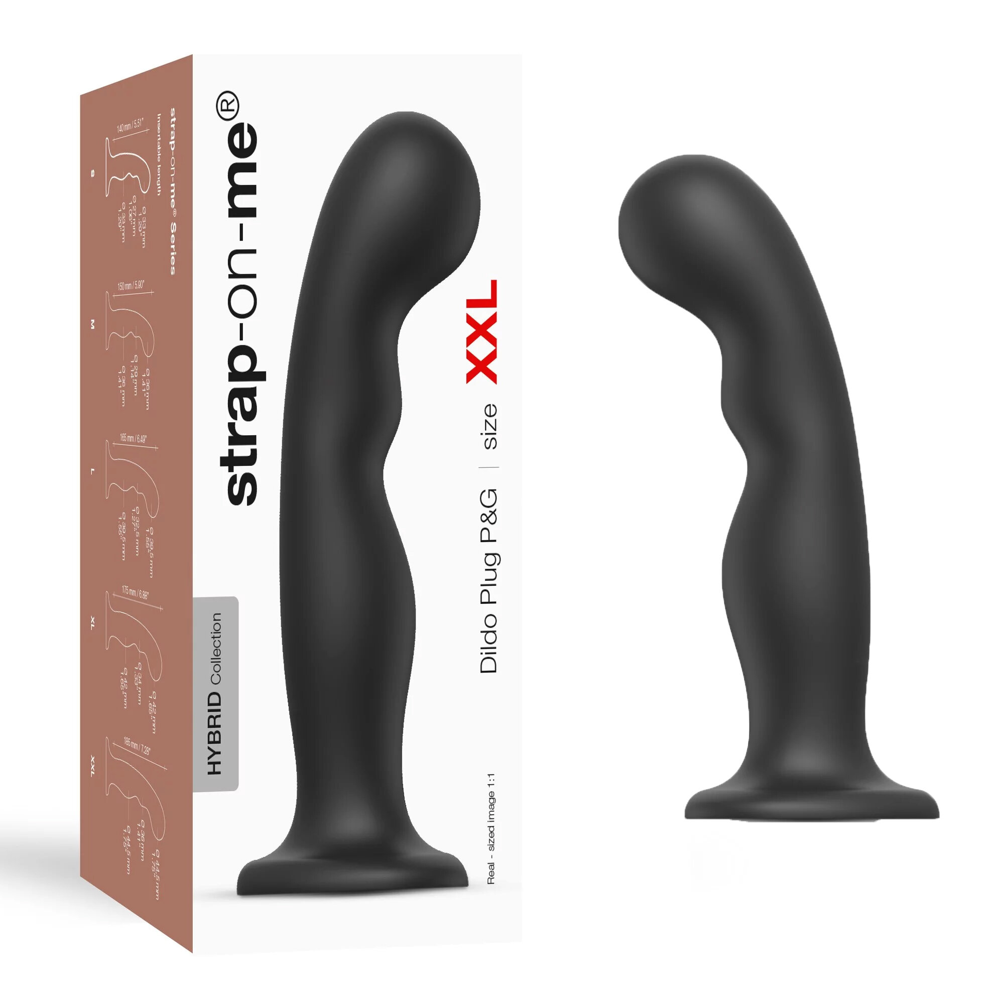 Фаллоимитатор Strap-On-Me Dildo Plug P&G черный (XXL - 18.5, Ø 4.5 см)