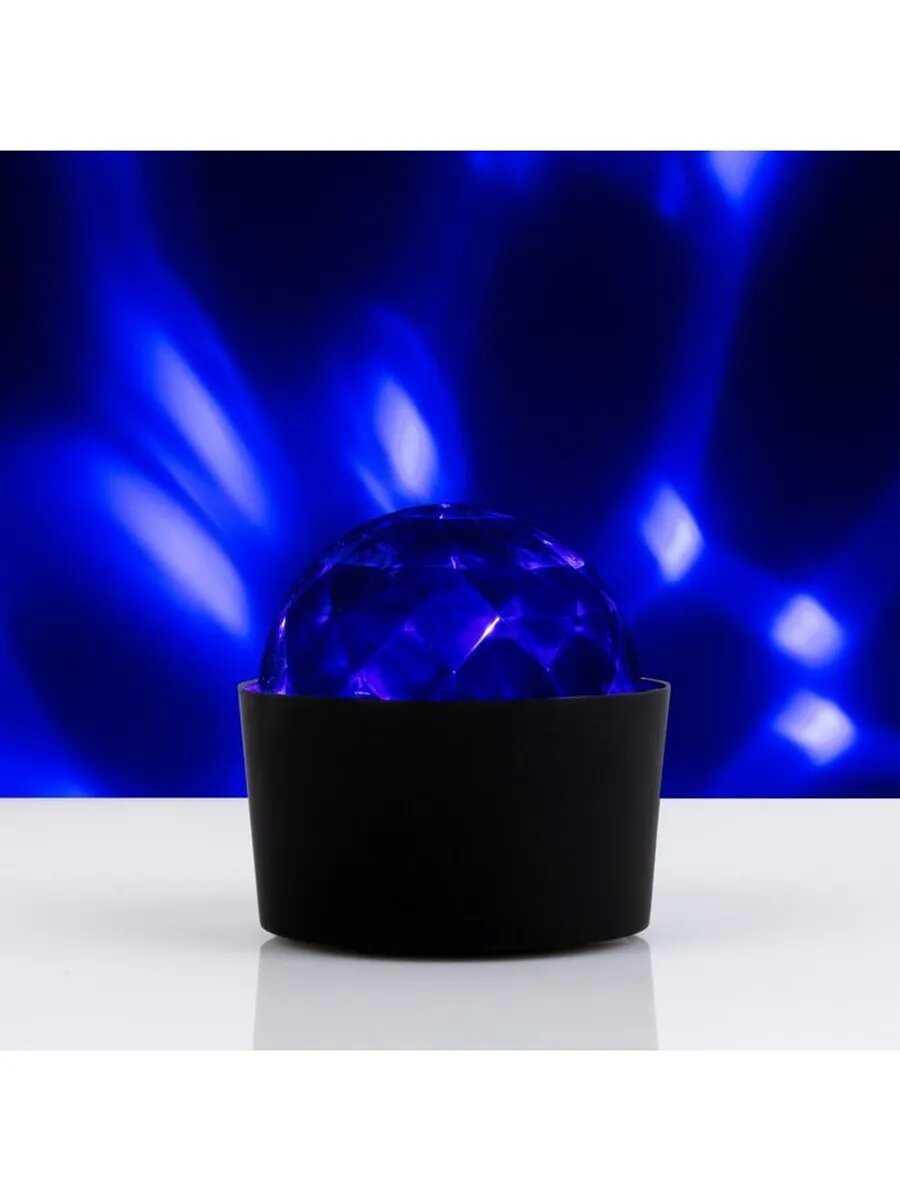 Световой прибор «Мини диско-шар» 8 см, реакция на звук, свеч