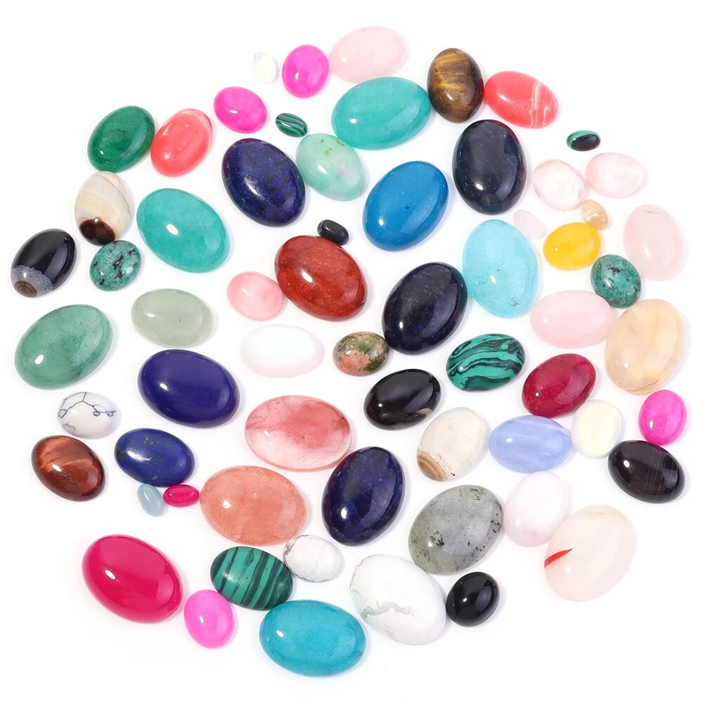 Кабошоны из натурального камня, набор 5/10 шт, агат, лазурит, тигровый глаз 13X18mm 10PCS, Mix