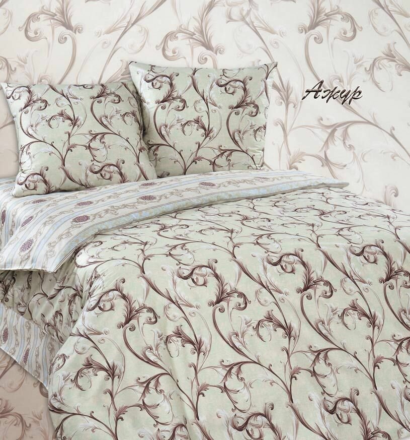 Комплект постельного белья Ажур сатин хлопок Евро Экзотика