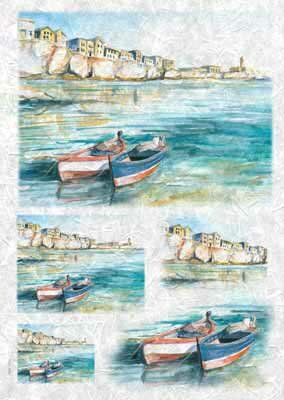 Love2art рисовая бумага IRP-EC20 32×45 см 0054 Лодки у причала - идеальная основа для акварели