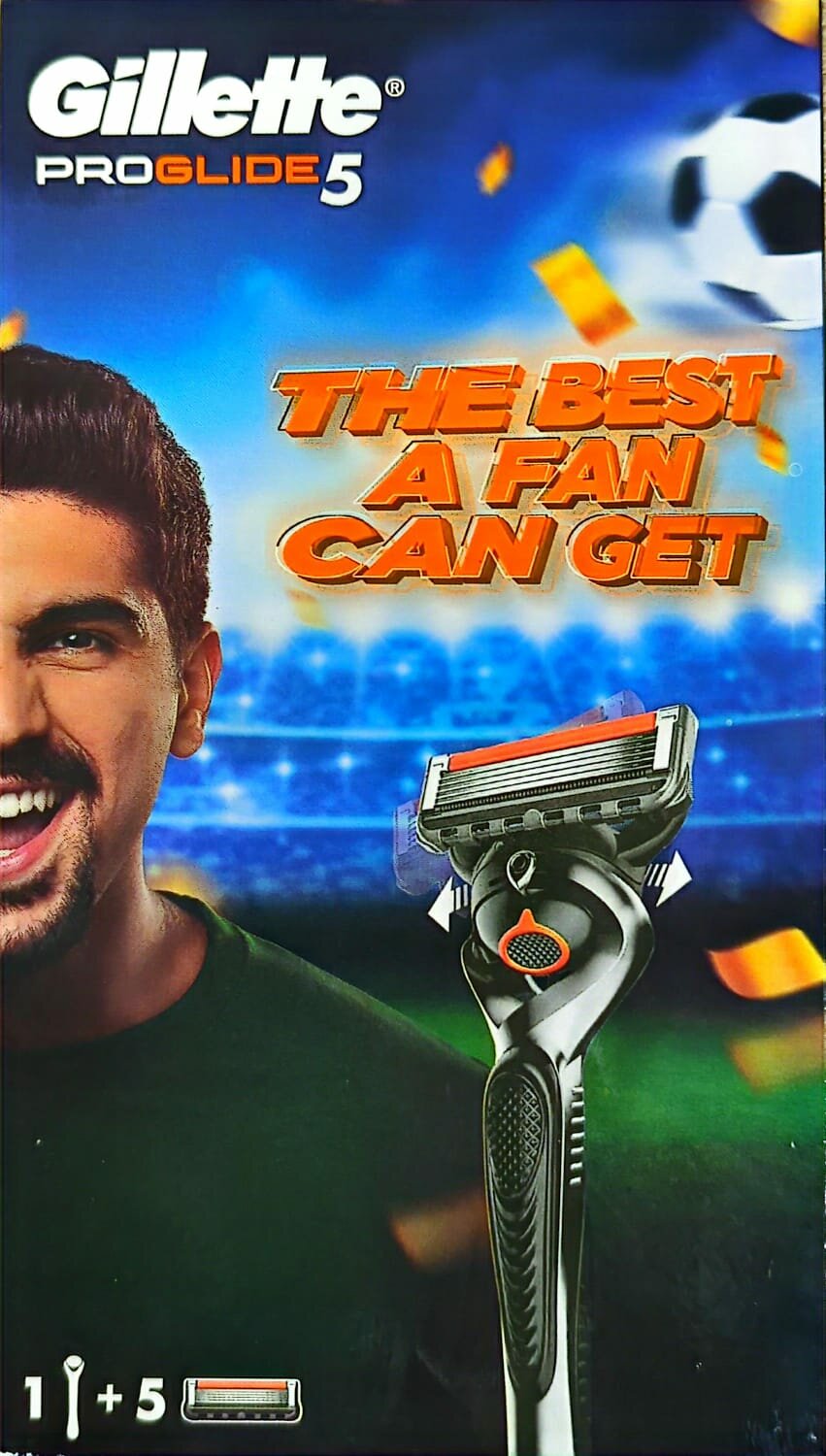 Бритвенный станок Gillette PROGLIDE5, 1 станок и 5 сменных кассет в карт. коробке