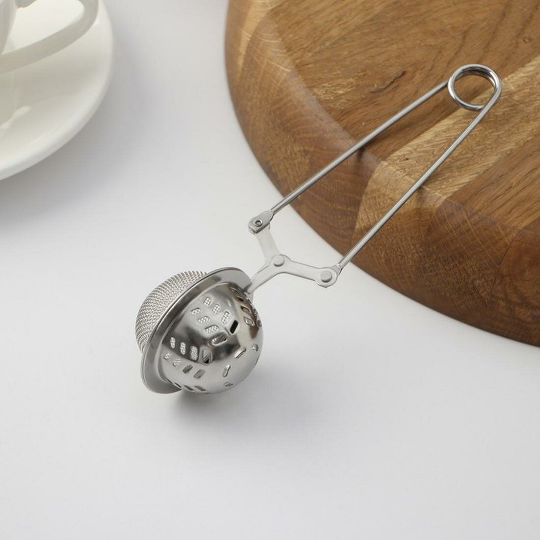 Ситечко для чая Доляна "Ёлочка", 16,5 см, цвет серебристый, нержавеющая сталь