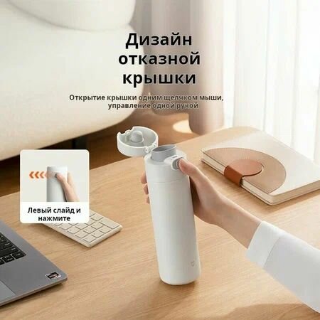 Термос-фляга Xiaomi Mijia Bogdal, нержавеющая сталь, белый, 0.48л